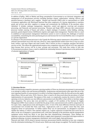 E procurement and performance of service organizations in uganda | PDF