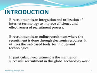 E recruitment system in indian organizations and its efficiency | PPTX