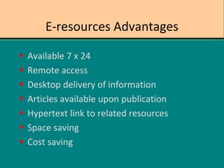 Use of E-Resources for Higher Education | PPT