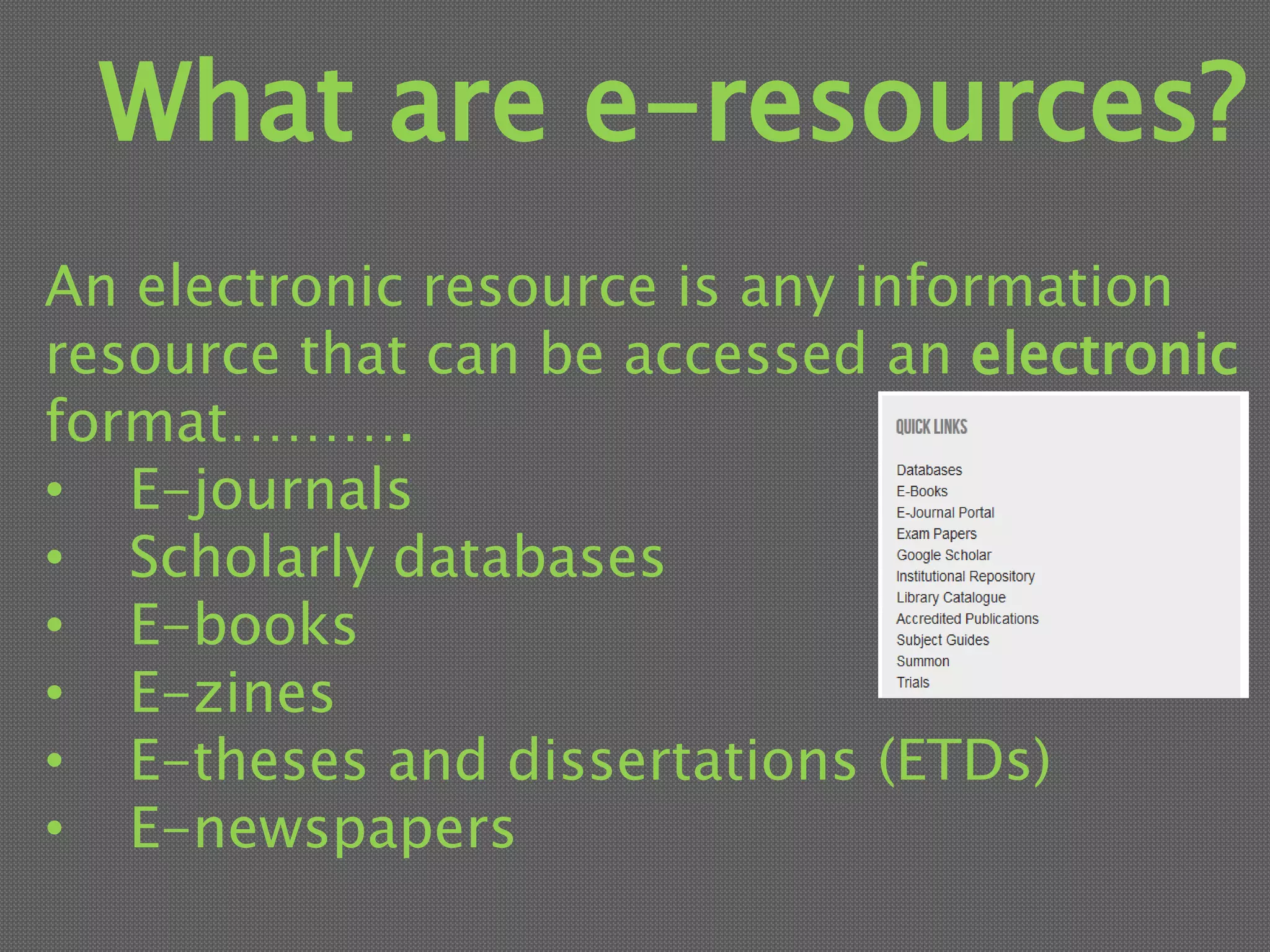 Introduction to e-resources | PPTX