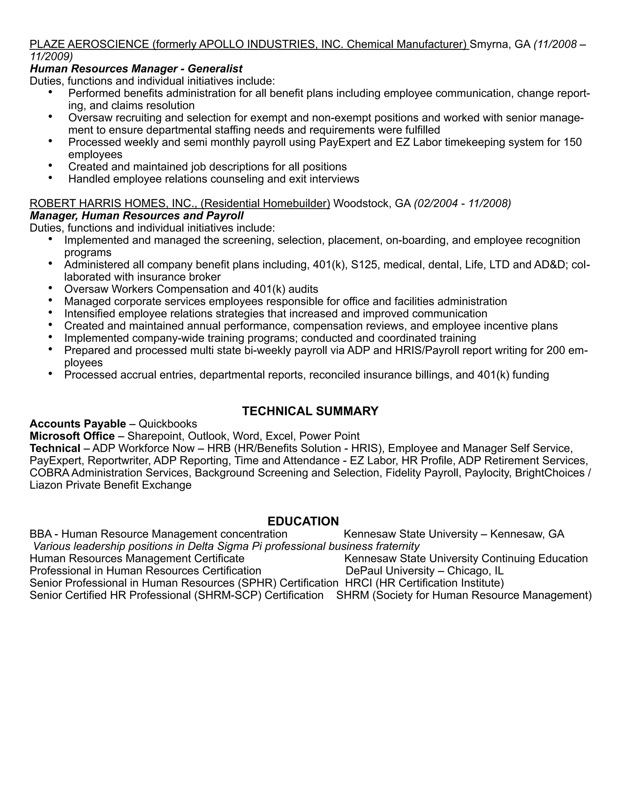 E resume andrea mooney2018hr | PDF