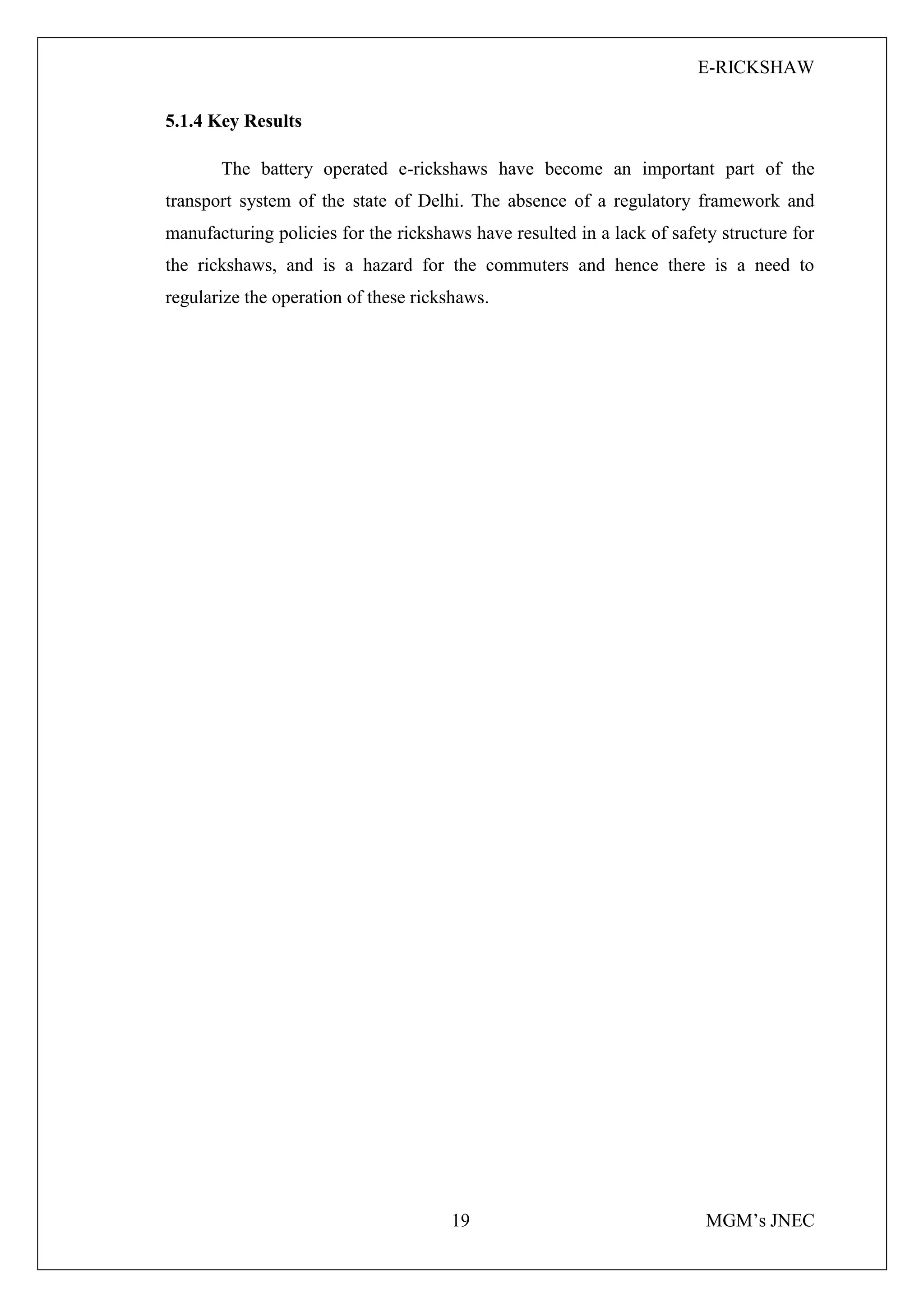 E Rickshaw Seminar Report | PDF