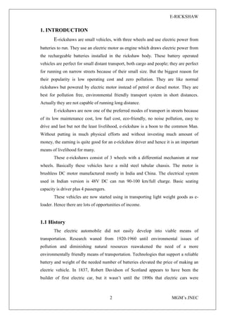 E Rickshaw Seminar Report | PDF