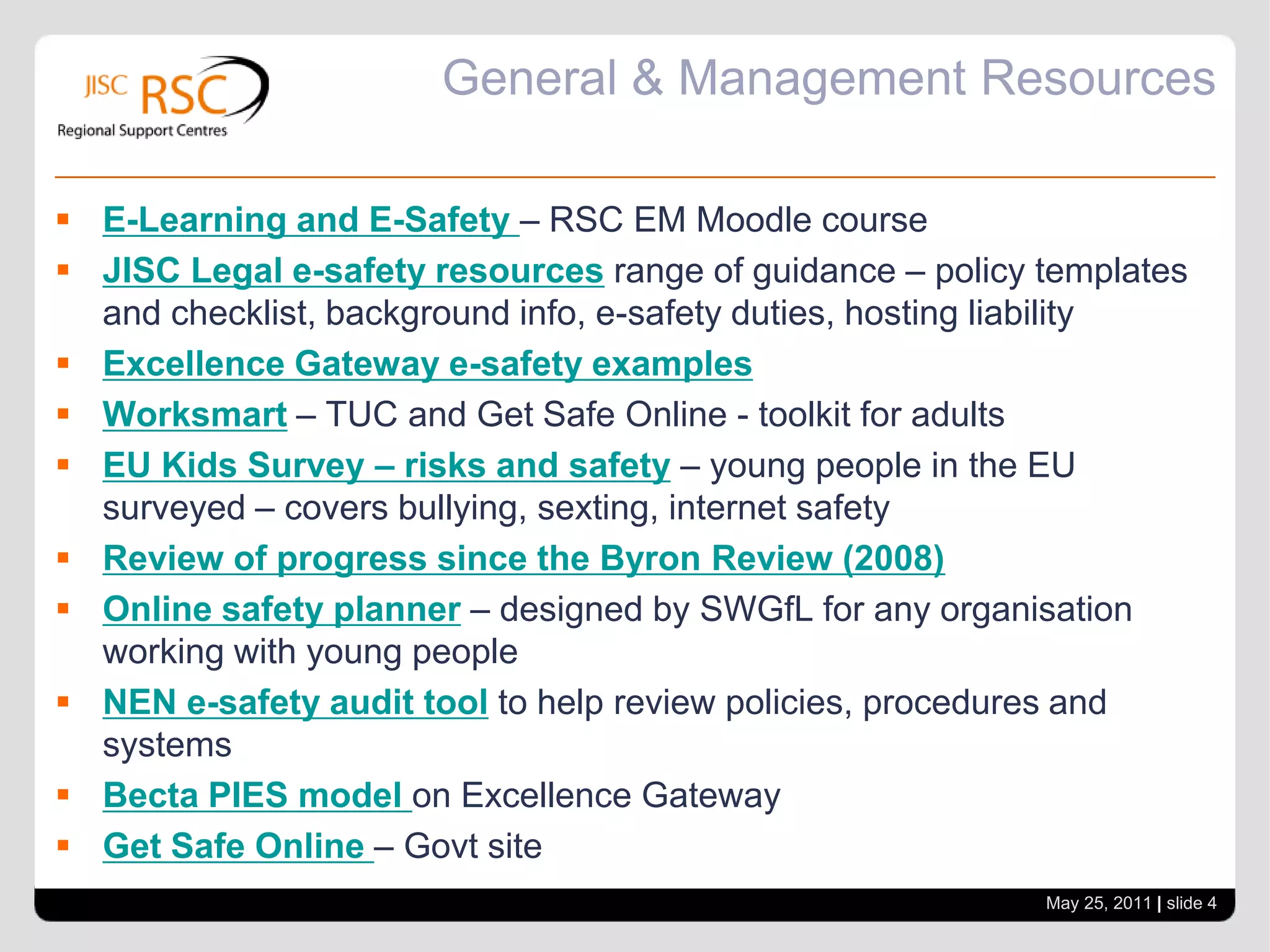 Online E-Safety Resources | PPTX