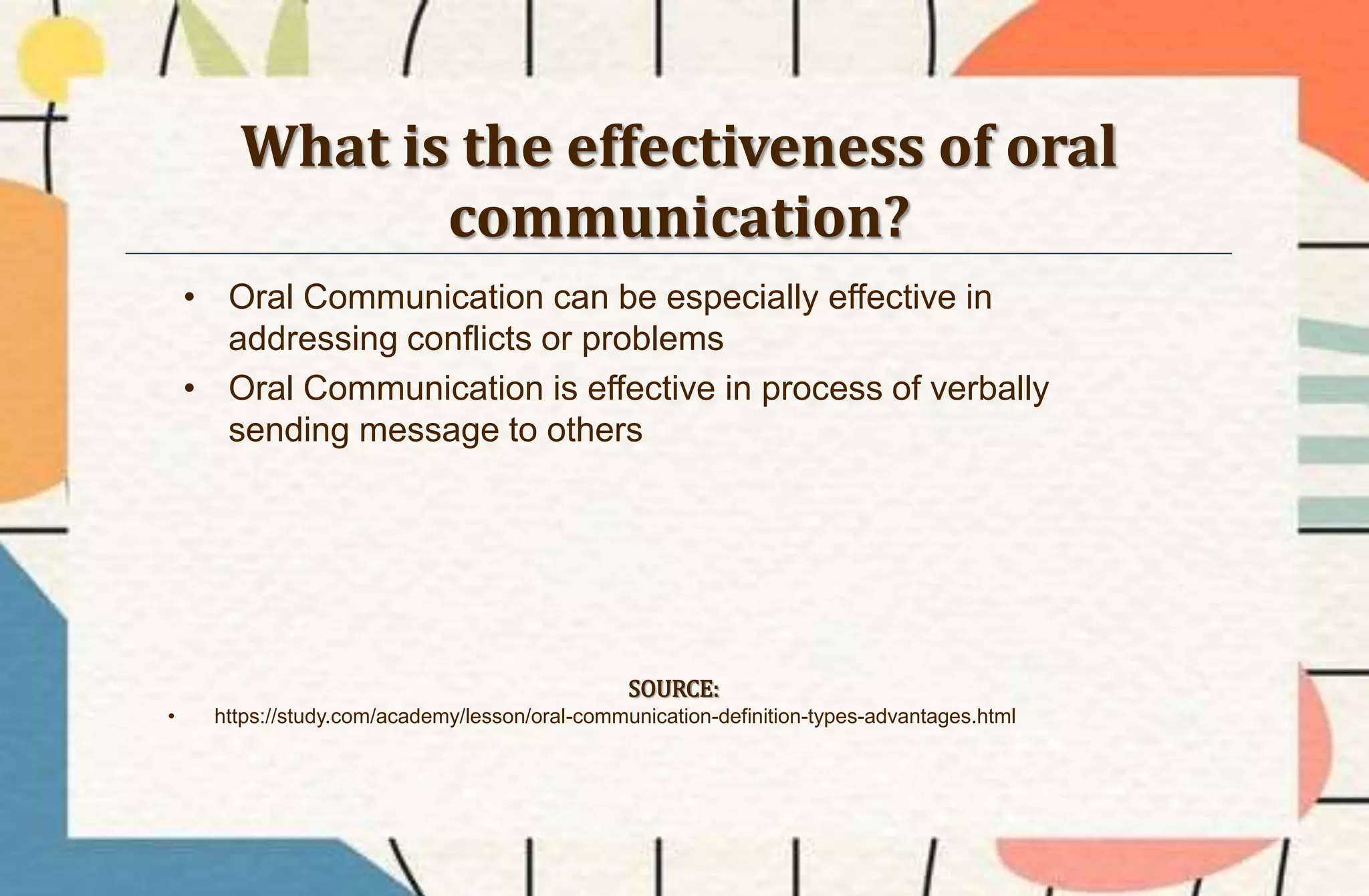Effectiveness of Oral Communication | PPTX