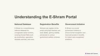 E-Shram Portal Empowering India's Unorganized Workforce.pptx
