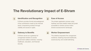 E-Shram Portal Empowering India's Unorganized Workforce.pptx