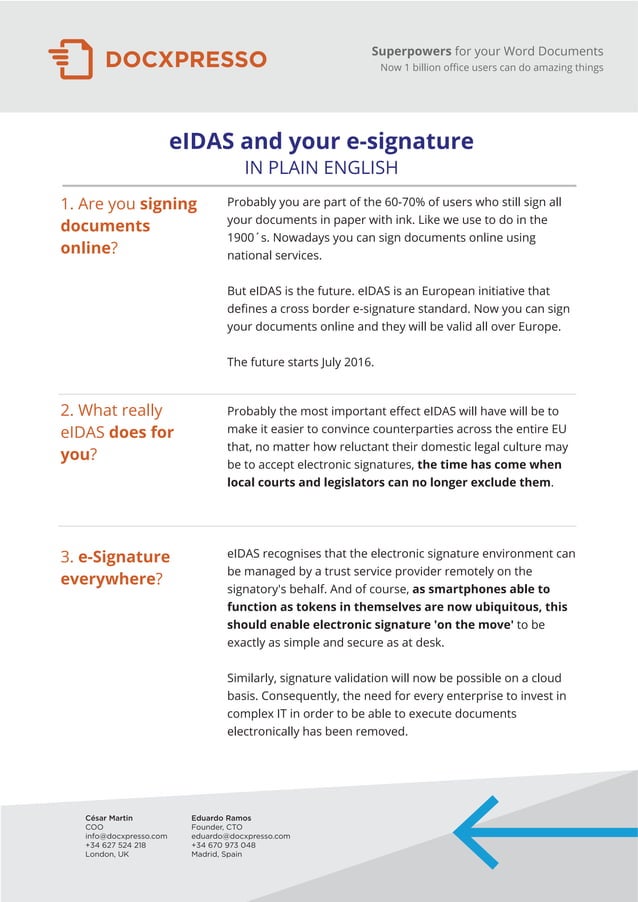 E-Signature Eidas Docxpresso | PDF