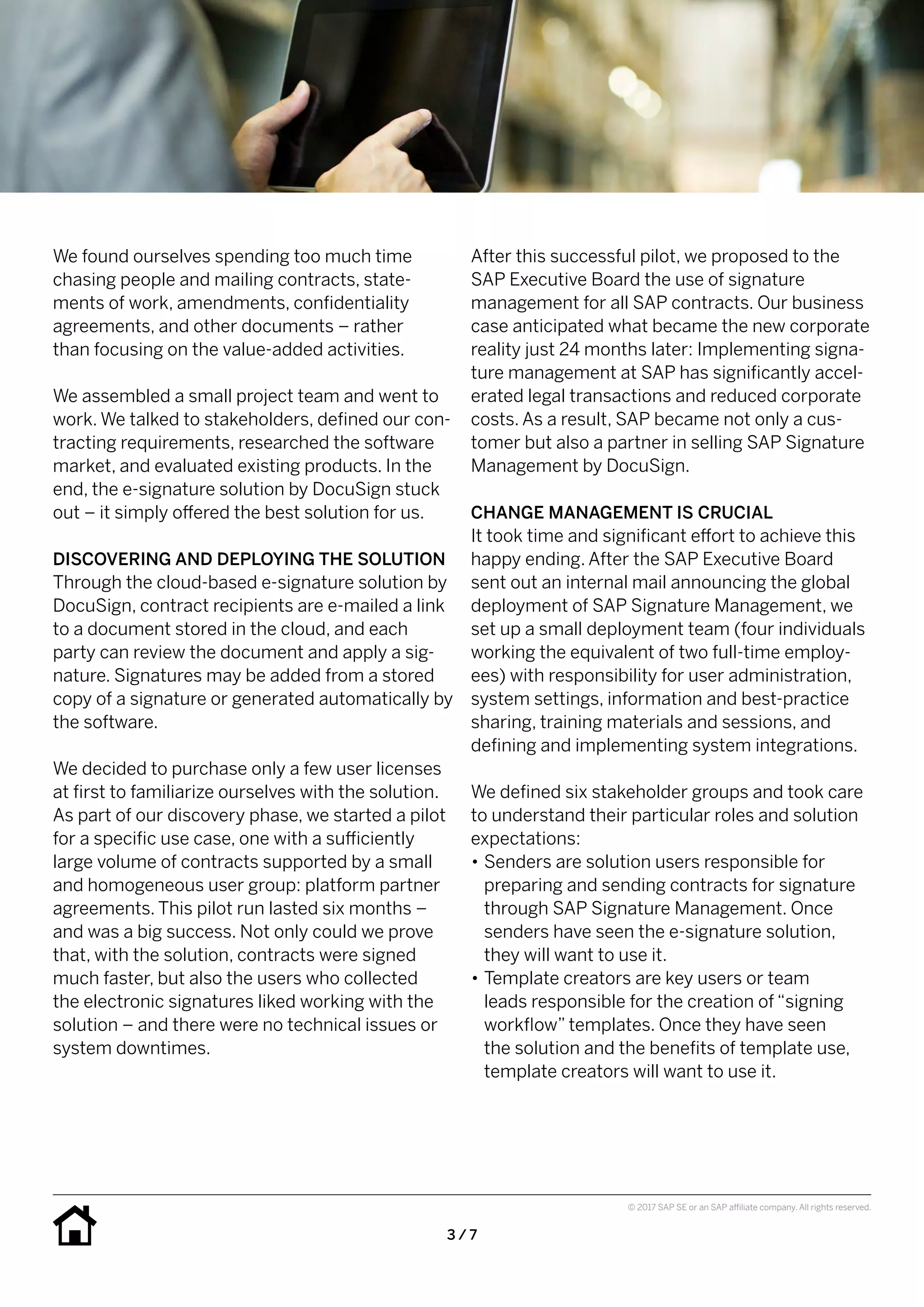 E Signature Solution Brief - SAP Signature Management by Docusign | PDF