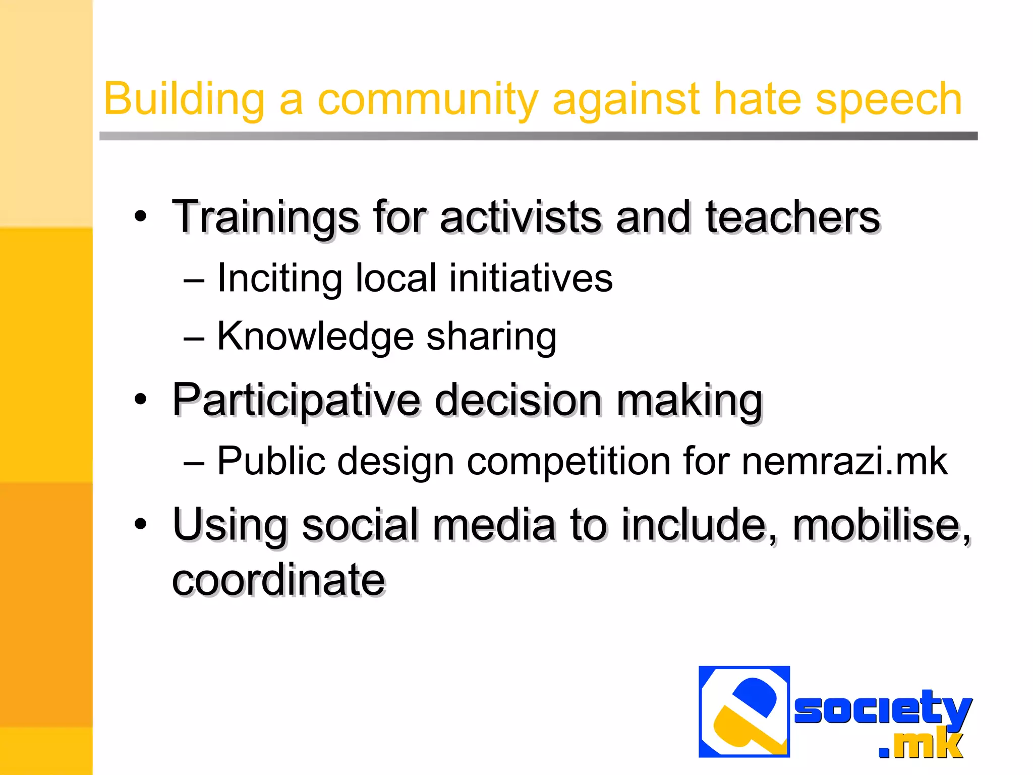 Fighting Hate Speech Online - Filip Stojanovski | PPT