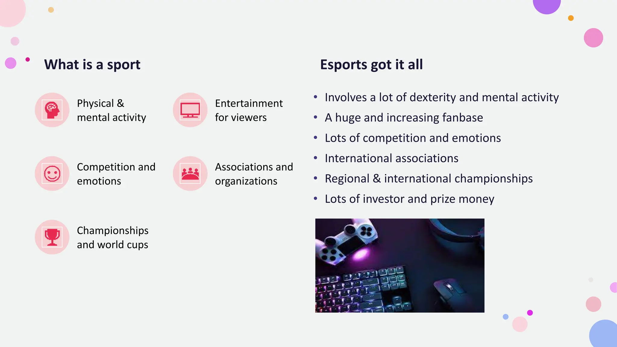 A comparison between sports vs E-sports. | PPTX