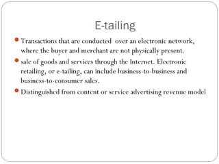 E tailing | PPT | Internet | Computing