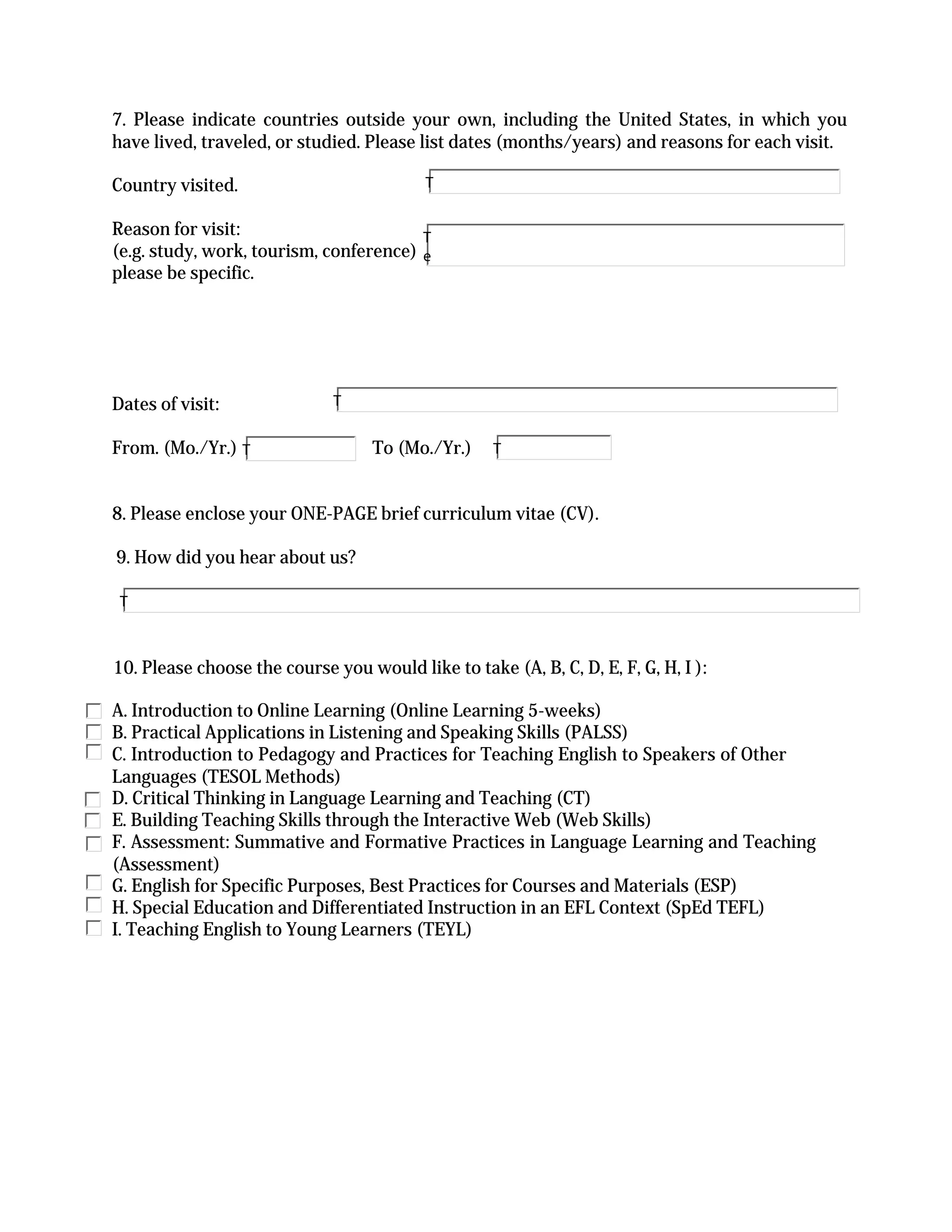 E teacher application form | PDF