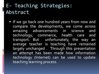 E Teaching strategies | PPTX