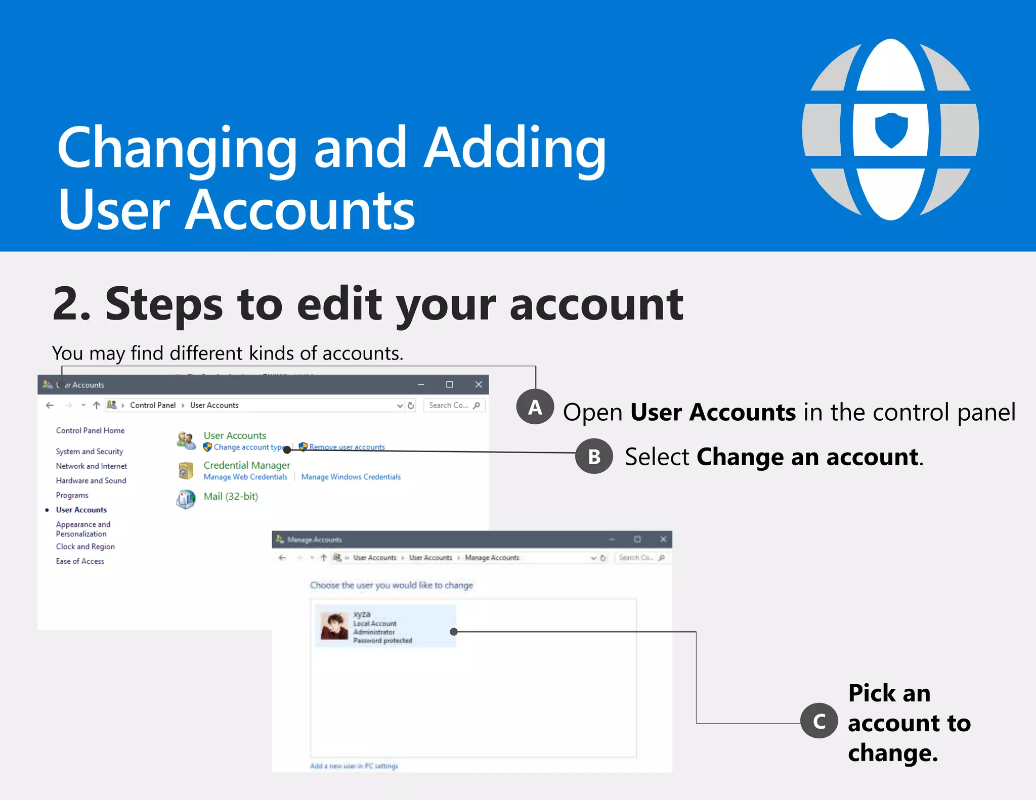 Windows Security: Changing and Adding User Account | PPTX