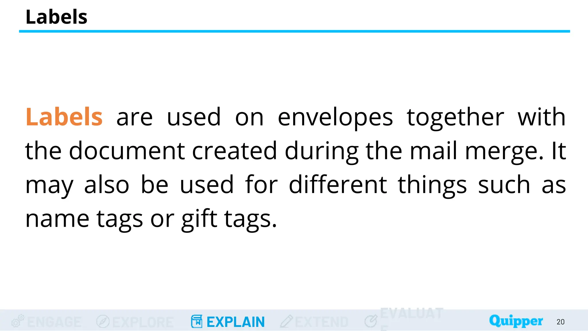 E-Tech Lesson 8 Mail Merge and Label Generation | PPTX