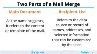 E-Tech Lesson 8 Mail Merge and Label Generation | PPTX