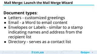 E-Tech Lesson 8 Mail Merge and Label Generation | PPTX