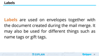 E-Tech Lesson 8 Mail Merge and Label Generation | PPTX