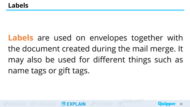 E-Tech Lesson 8 Mail Merge and Label Generation | PPTX