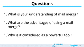 E-Tech Lesson 8 Mail Merge and Label Generation | PPTX