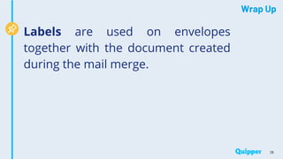 E-Tech Lesson 8 Mail Merge and Label Generation | PPTX