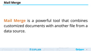 E-Tech Lesson 8 Mail Merge and Label Generation | PPTX