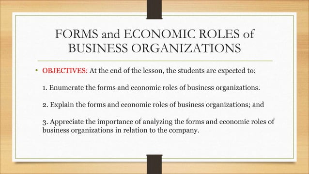FORMS and ECONOMIC ROLES of BUSINESS ORGANIZATIONS | PPTX