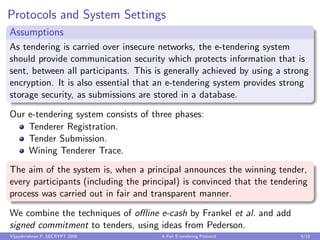 A Fair E-Tendering Protocol | PPT