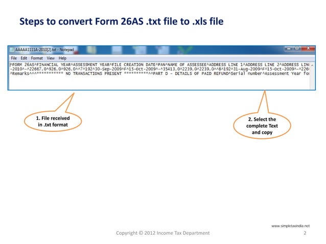 E tutorial - convert form 26 as text file to excel | PDF
