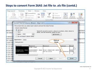 E tutorial - convert form 26 as text file to excel | PDF