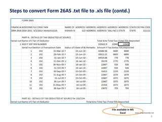 E tutorial - convert form 26 as text file to excel | PDF