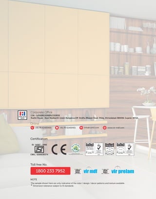 Give your interiors an Aesthetic Makeover with VIR Prelam Boards | PDF