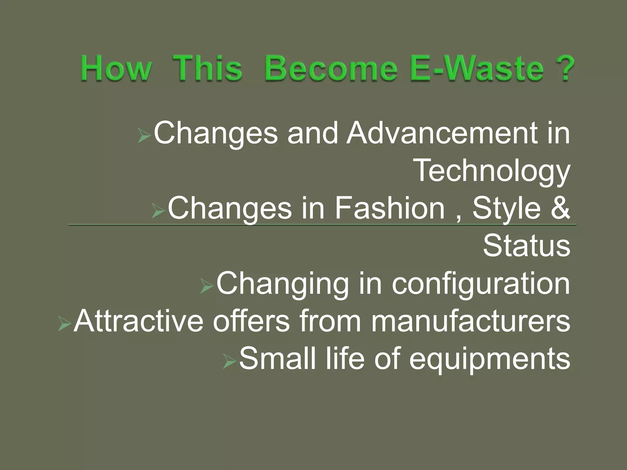 Electronic Waste(E waste) | PPTX | Environmental Services Industry ...