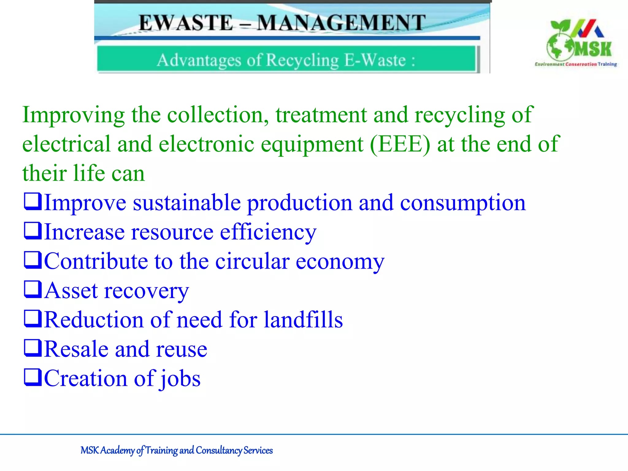 Sustainable E-Waste Management – A Tool for Environmental Protection | PPT