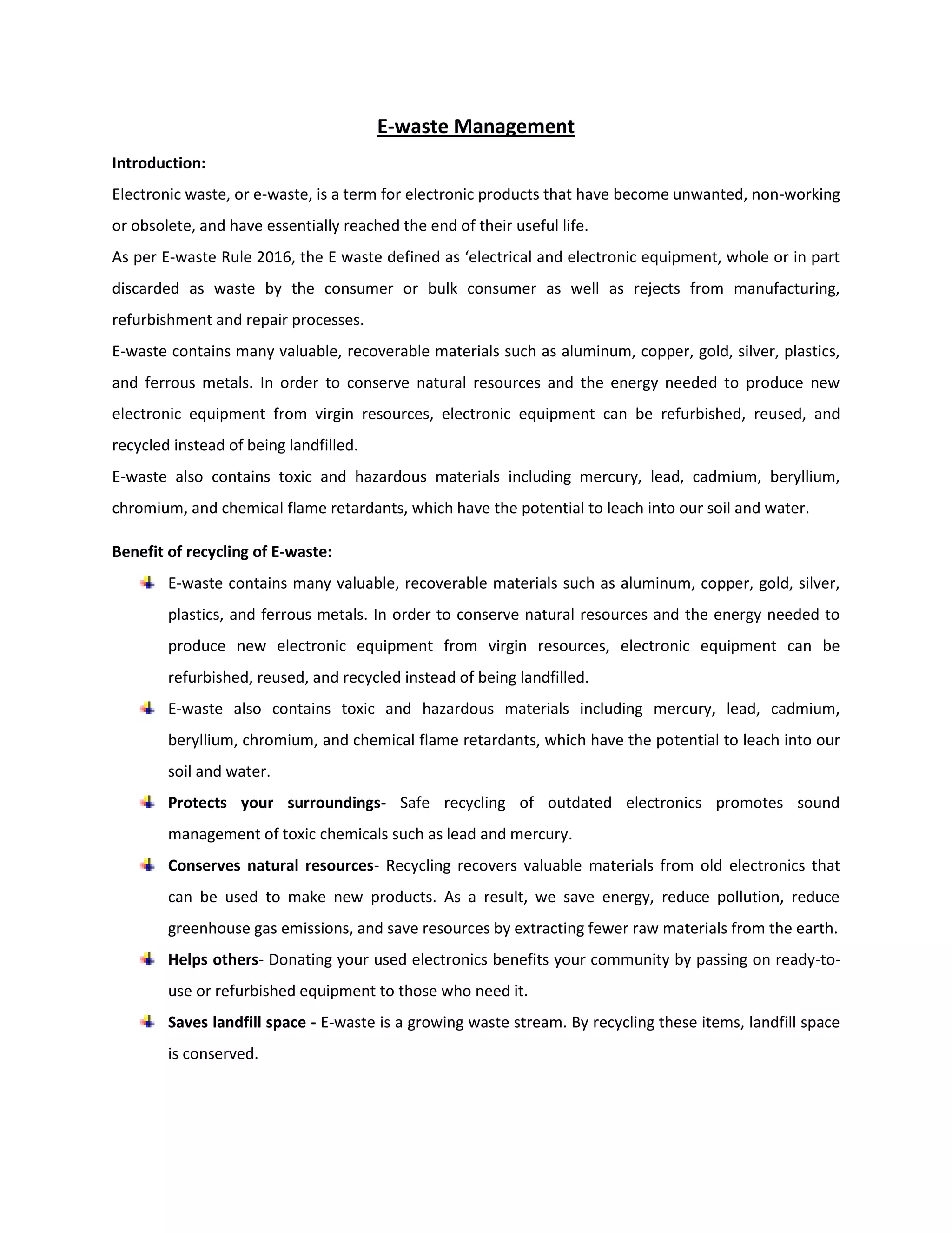 E waste-management By ERD Technologies Private Limited | PDF