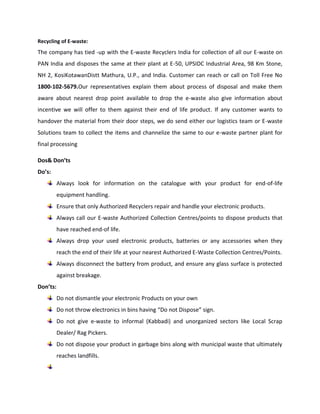 E waste-management By ERD Technologies Private Limited | PDF