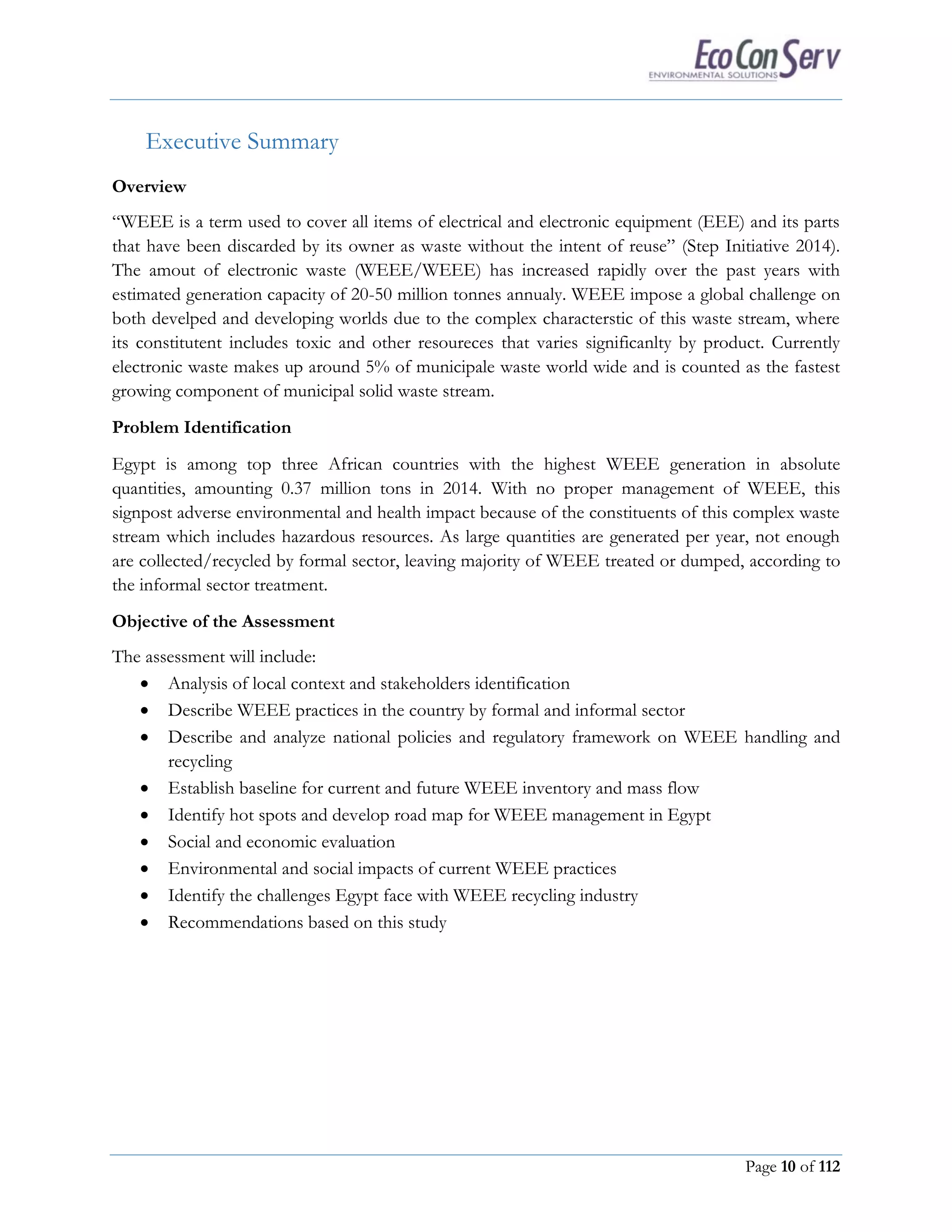 Assessment of WEEE Management in Egypt | PDF