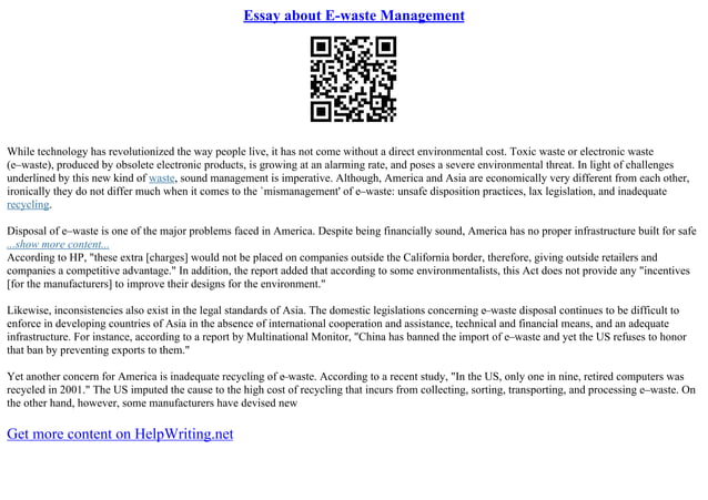 E-Waste Essay | PPT