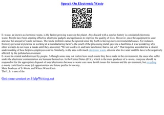 E-Waste Essay | PDF