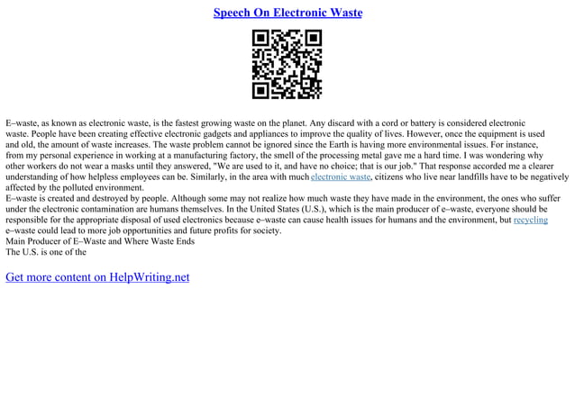 E-Waste Essay | PDF