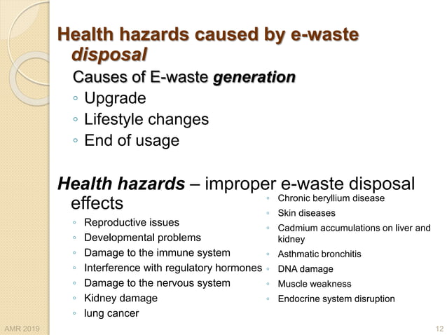 E waste, health & enviroment-may2019 | PPTX | Environmental Services Industry | Industries