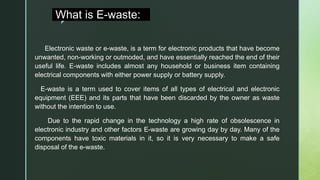 Presentation on E-waste Management or Electronic Waste Management | PPTX