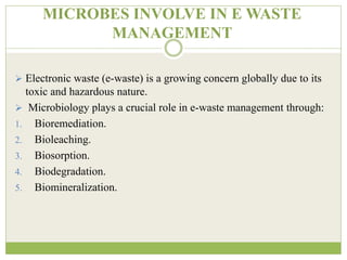Electronic-waste Management with help of Microorganisms | PDF ...