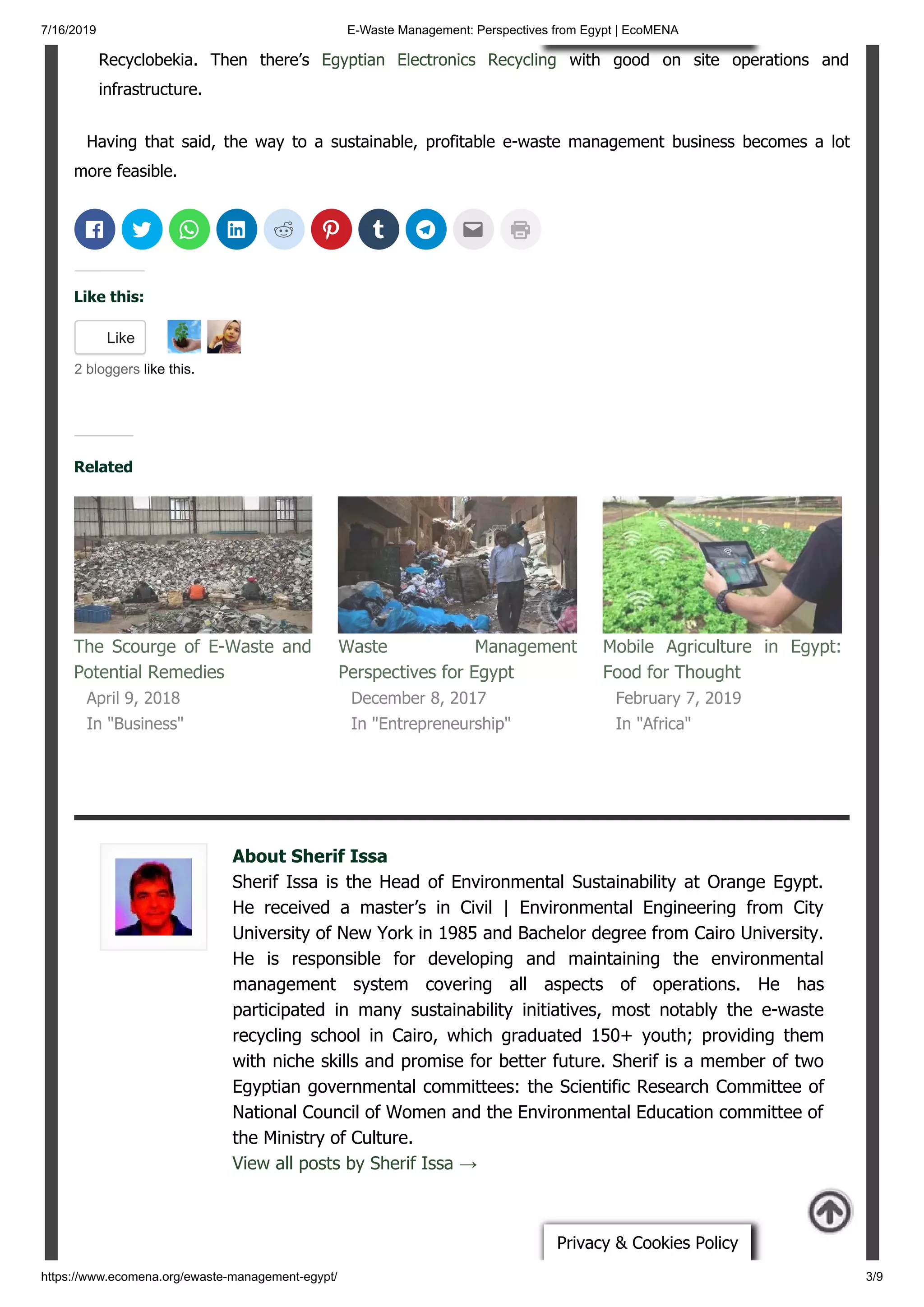 E waste management perspectives from Egypt | PDF