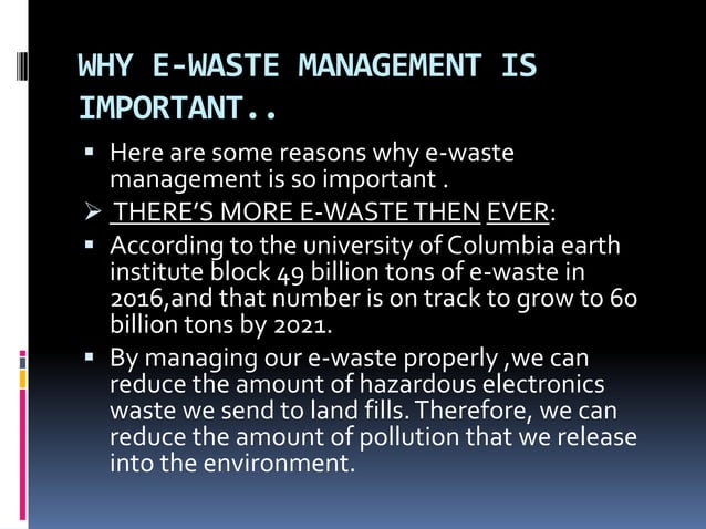 E waste management ppt | PPTX