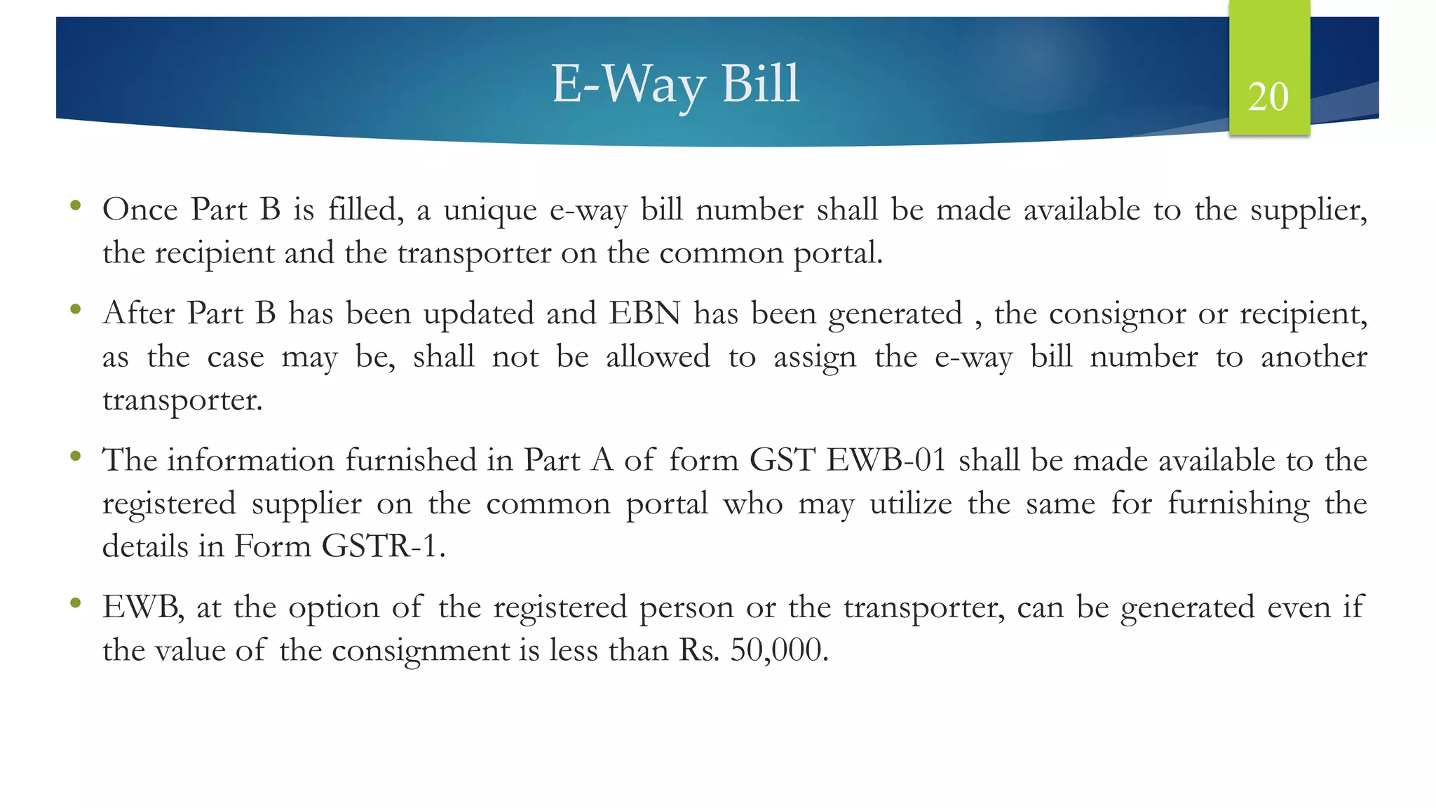 E way bill under GST | PDF