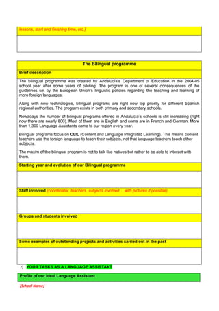 E-Welcome Pack for Language Assistants | DOC