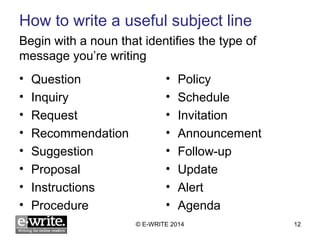 E-WRITE - Six Easy Ways to Improve Your Email Writing Skills | PPT