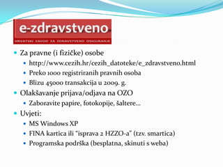 E-zdravstvo (e-healthcare) | PPT